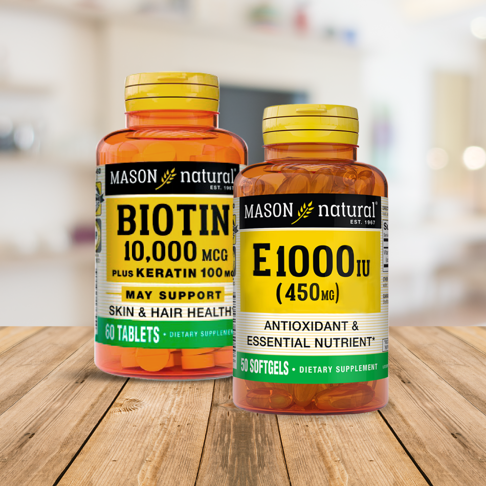 Pack Biotin 10000 Mcg Plus Keratin 100 MG (60 Tab) + E 1000 IU (450 mg ...